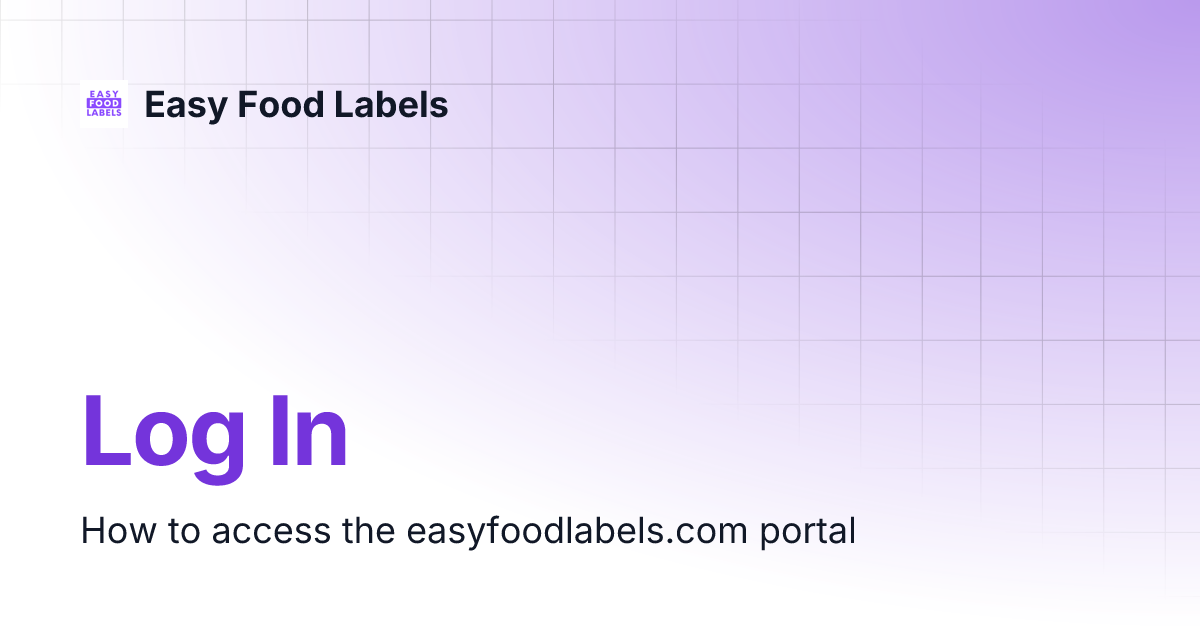 Log In | Easy Food Labels